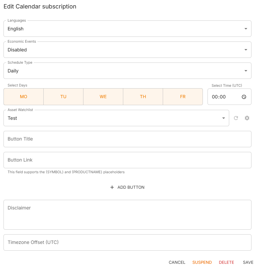 Calendar Events Subscription in Messengers